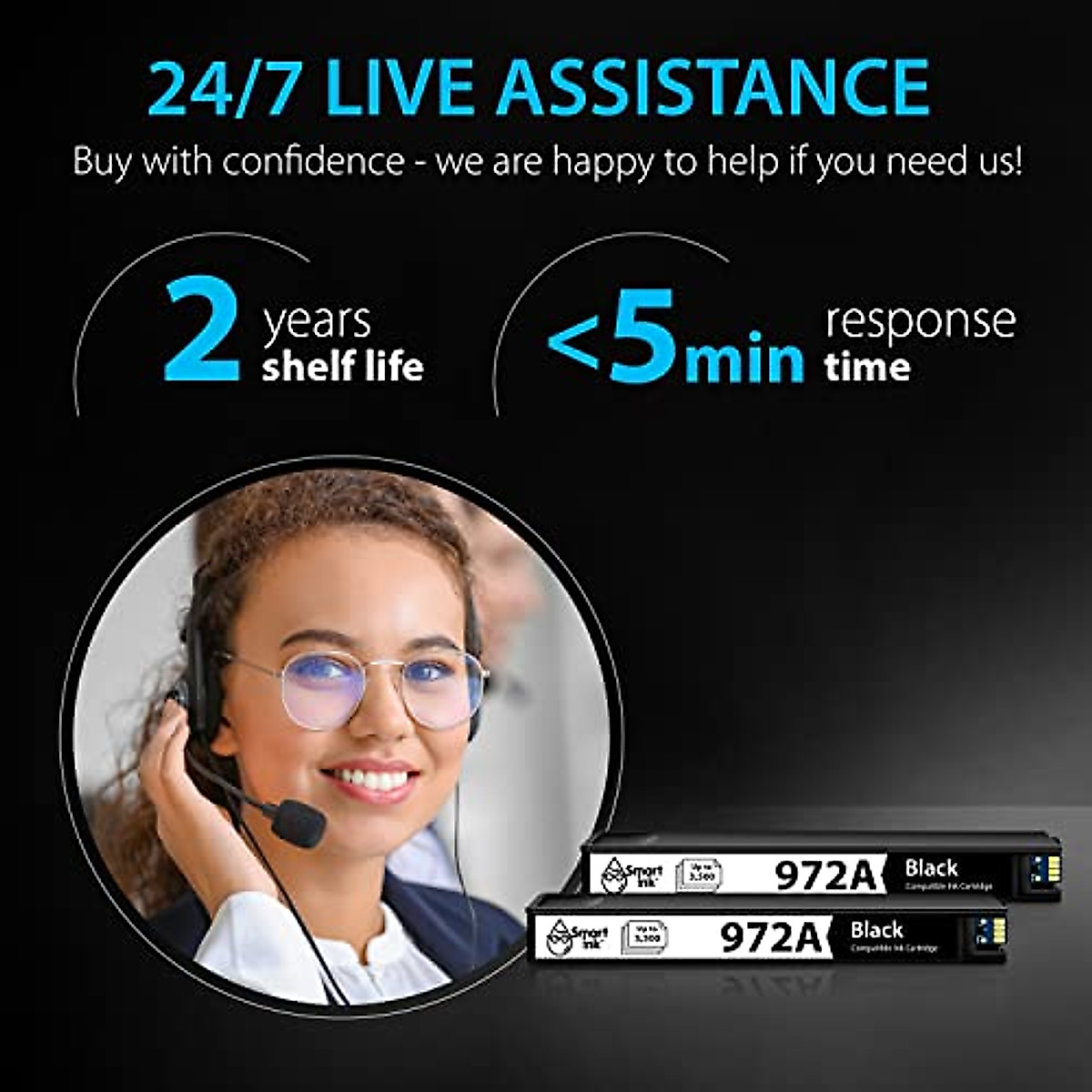 Smart Ink Compatible Ink Cartridge Replacement for HP 972A 972 (2 Pack Combo) to use with PageWide Pro 477dw 577dw 452dw 477dn 452dn 577z 552dw 377dw P55250dw Printers