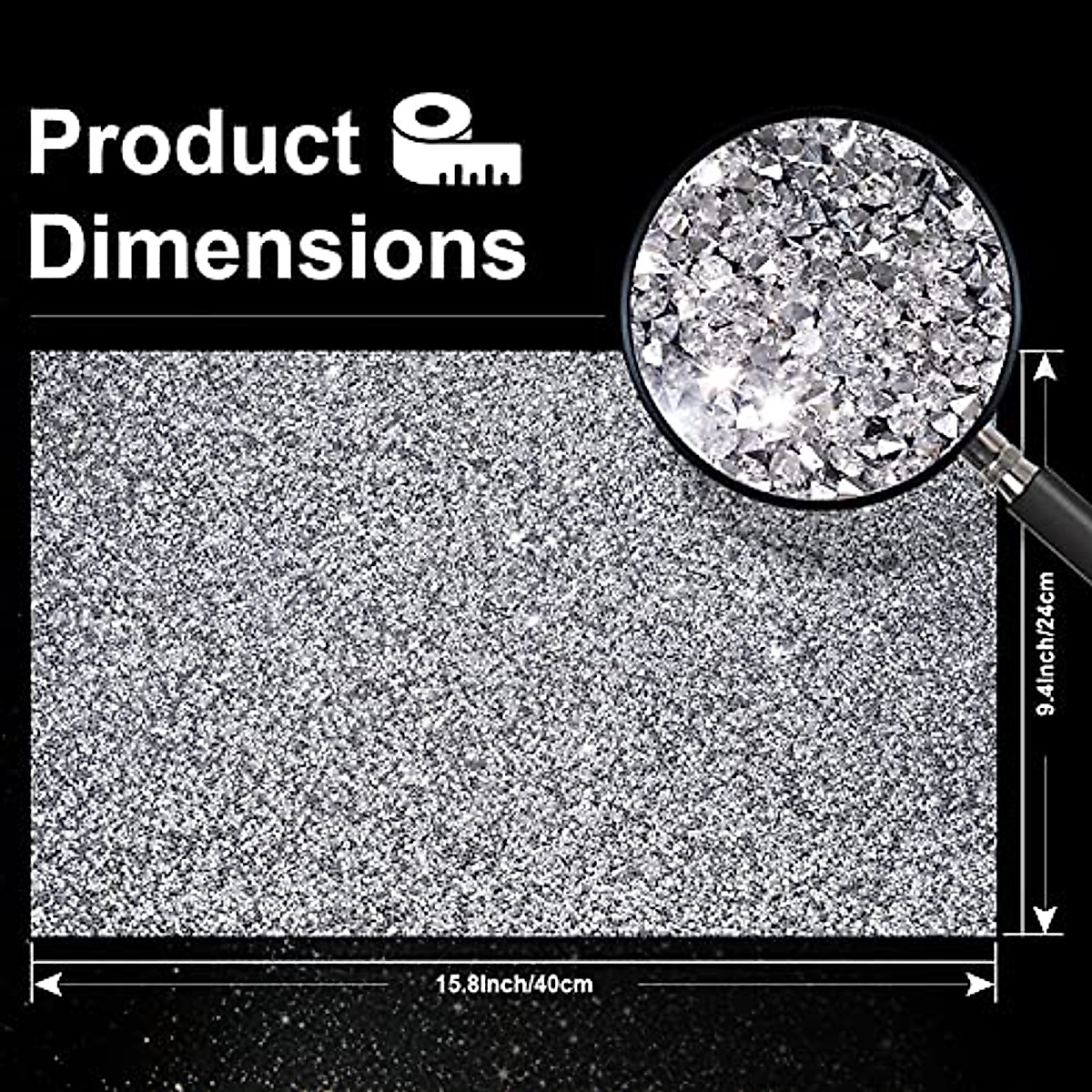 Locacrystal Bling Rhinestone Sticker DIY Home Decor Stickers Self-Adhesive Crystal Sheet Stickers for Cars & Crafts Decoration(Silver,9.4" x 15.8")