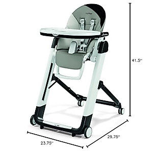 Peg Perego Siesta, Grow With Baby Folding High Chair & Recliner, Height Adjustable, Quick Clean & Easy Push Wheels For Babies & Toddlers, Made in Italy, Palette Grey (Grey)