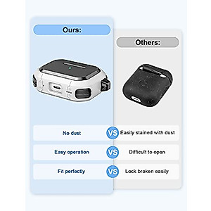 Link Dream AirPods Pro 2 Cases Cover Tough TPU ABS Case with Keychain Full Protective Cover for AirPods Pro 2nd Generation 2022 (Black+White)