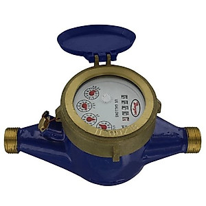 Dwyer® Multi-Jet Water Meter, WM2-A-C-03, 3/4" NPT, 30 GPM, Brass Body