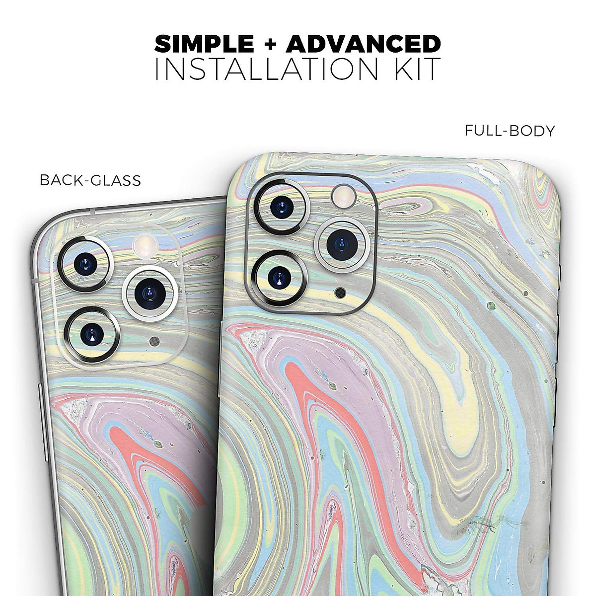 Design Skinz Marbleized Swirling Colors v2 - DesignSkinz Protective Vinyl Decal Wrap Skin Cover Compatible with The Apple iPhone 7 Plus (Full-Body, Screen Trim & Back Glass Skin)