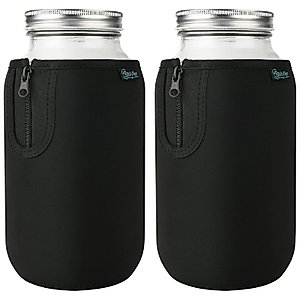 Beautyflier Wide Mouth Mason Jars 64oz Sleeve, Large Mason Jar 64 Ounce Insulators, Wide Mouth Half Gallon Mason Jars Sprouting Jars Blackout Sleeve, Sleeve Only (Black)