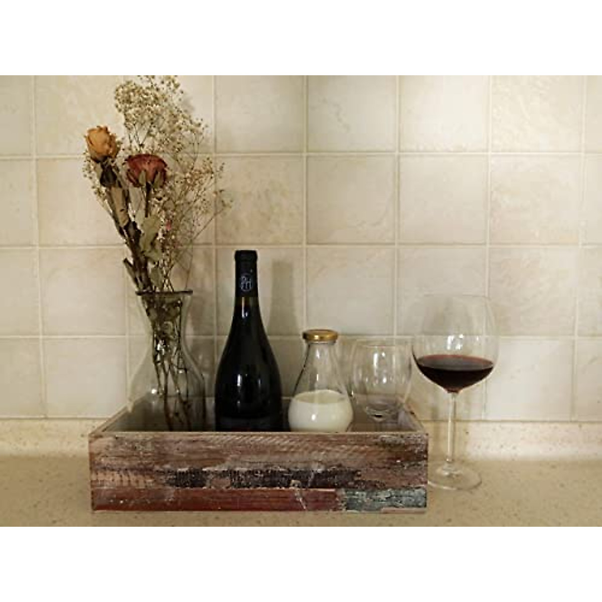 Wood Bathroom Decorative Storage Mason Jar Box, Toilet Paper Holder, Succulent Garden Planter, Diaper Organizer, Small Wooden Crate or Farmhouse Rustic Decor (Random)