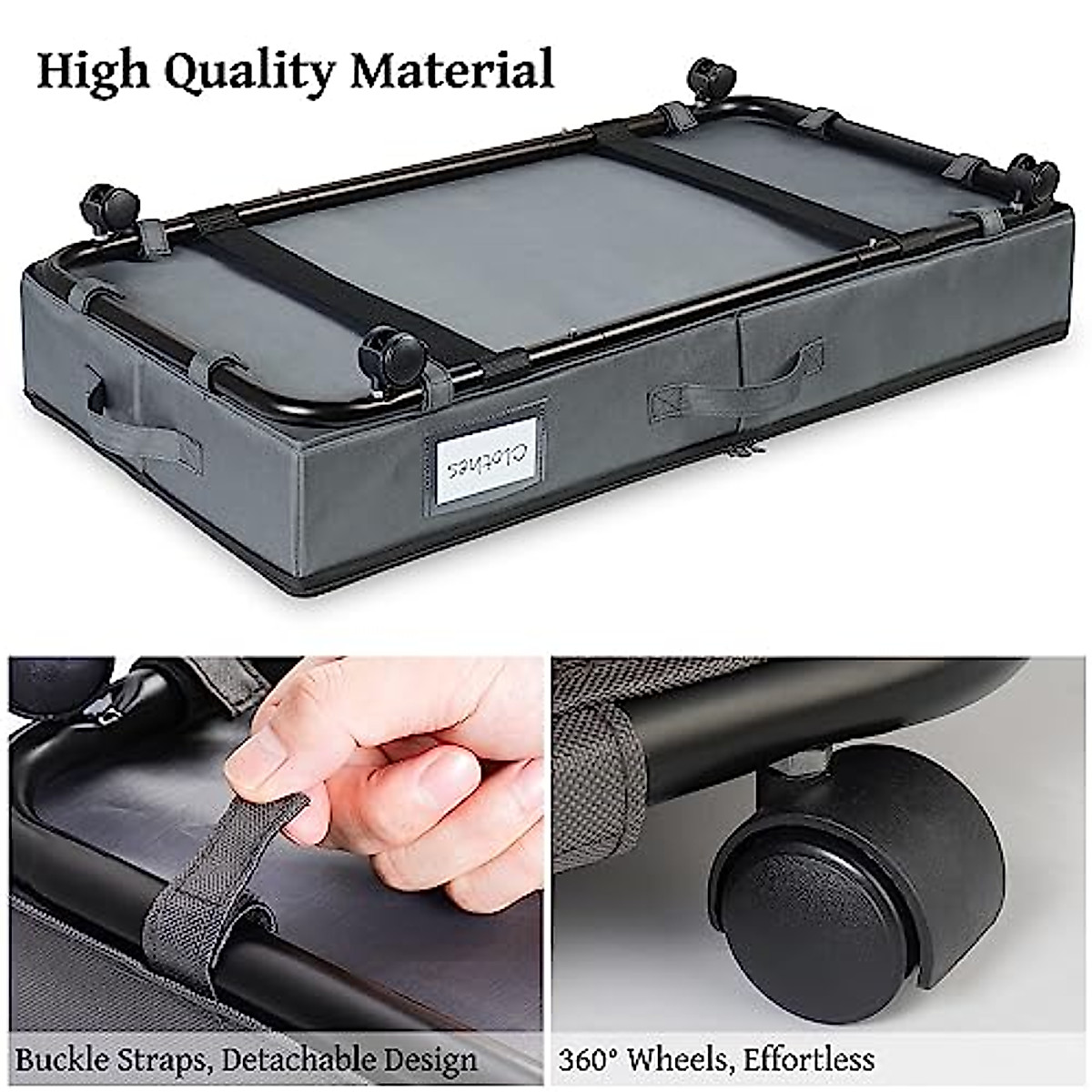 HYSEYY Under Bed Storage with Wheels 34L Underbed Storage Containers-Thicken 600D Oxford Cloth Under the Bed Organizer with 3Handles and Label Holder-Storage Drawer for Blanket, Comforter, Clothes,Toy