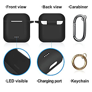 MOLOPPO Protective Silicone Case Compatible with Tozo t6, Front LED Visible, Premium Accessory Shockproof tozo t6 Case Cover with Keychain,Black