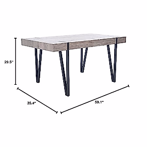 SAFAVIEH Home Collection Alyssa Mid-Century Rustic Industrial Grey Oak/Black Dining Room Table DTB7000C, 0