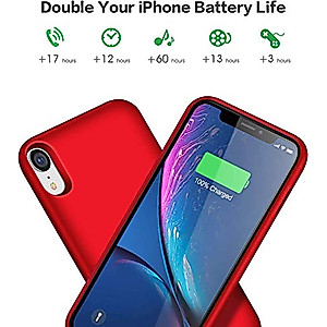 H H·E·T·P Battery Case for iPhone XR Upgraded【6800mAh】 Portable Rechargeable Charger Case for iPhone XR Extended Battery Pack for iPhone XR Protective Charging Case Backup Cover(6.1 inch) - Red