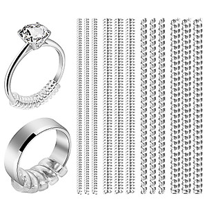 ARCUAT Ring Sizer Adjuster for Loose Rings, 12 Pack 4 Sizes Invisible Clear Silicone Ring Guard for Women Men, Ring Resizer Tightener Spacer Fitter for Too Big Ring, Make Ring Smaller without Resizing