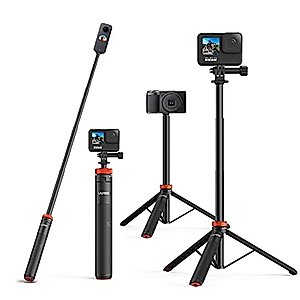 UURig Extendable Selfie Stick Tripod for GoPro Max Hero 10 9 8 7 6 5 4, DJI Osmo Action, Insta 360 One R and More Action Camera（50.7''）