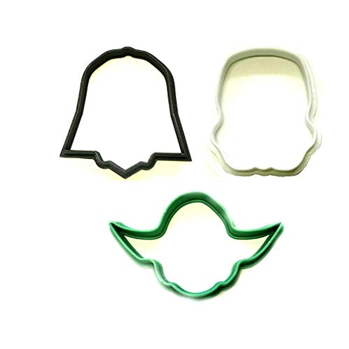 INSPIRED BY STAR WARS CHARACTERS FACE HELMET OUTLINES SET OF 3 COOKIE CUTTERS MADE IN USA PR1328