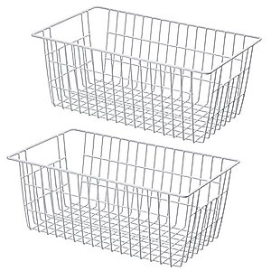SANNO Freezer Baskets,Farmhouse Metal Wire Basket Freezer Storage Wire Baskets Organizer Wire Storage Basket for Kitchen Pantry Organizer Bins,14"x11"x6"