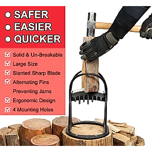 Kindling Splitter, Wood Splitter, Log Splitter, Manual Log Splitter, Firewood Splitter, Full Body Made from CAST Steel, Black