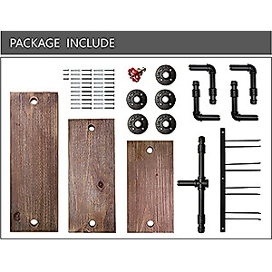 VEMEST 3 Tier Industrial Pipe Shelving Wall Mounted, Rustic Metal Storage Floating Shelves for Bedroom, Living Room, Bathroom, Farmhouse Kitchen Bar Shelving and Wall Shelf Unit Bookshelf.