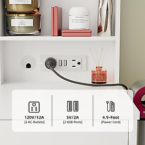 JUMMICO 39.3'' Vanity Desk with LED Lighted Mirror &Power Outlet, Makeup Vanity Table with 4 Large Drawers and 3 Storage Shelves, 3 Model Adjustable Lights for Bedroom & Dressing Room (White)