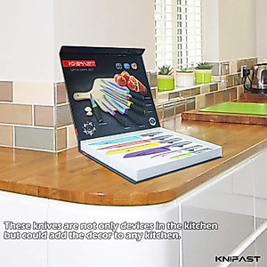 KNIFAST Kitchen Knife set Rainbow Titanium Coated - 12 Pcs Knife Set with Blade Guards, Dishwasher Safe, Razor Sharp German Stainless Steel Blade and Comfortable Handle