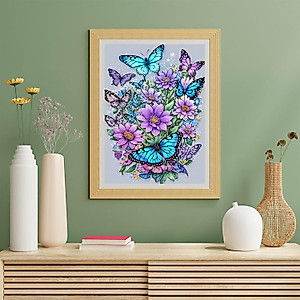 Baipisan Cross Stitch Kits for Adults - Butterfly Stamped Crossstitching Kits Preprinted 11 Count Cross-Stitch Kit for Beginner, 11CT Prestamped Easy Pattern Needlepoint Kits Crafts for Decor