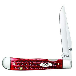 CASE XX WR Pocket Knife Kickstart Trapperlock A/O Pocket Worn Old Red Bn W/Pkt Clip Item #10306 - (6154Ac SS) - Length Closed: 4 1/8 Inches