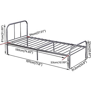 Voilamart Twin Bed with Storage,Twin Metal Bed Frame with Headboard and Footboard, Silver Grey Metal Platform Bed Frame No Box Spring Needed,Twin Bed Frames for Kids