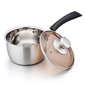 TeamFar 1qt Saucepan, Stainless Steel Sauce Pan with Lid, Milk Pan Cookware Professional with Long Heatproof Handle, Non Toxic & Healthy, Rust Free & Dishwasher Safe
