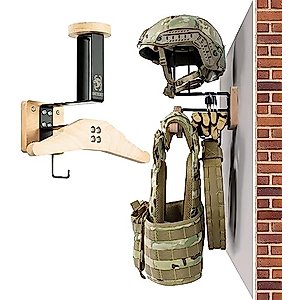 OneTigris Tactical Gear Wall Mount, Police Gear Rack with Helmet Stand Plate Carrier Hanger, Wall Organizer for Motorcycle Football Cycling Gear