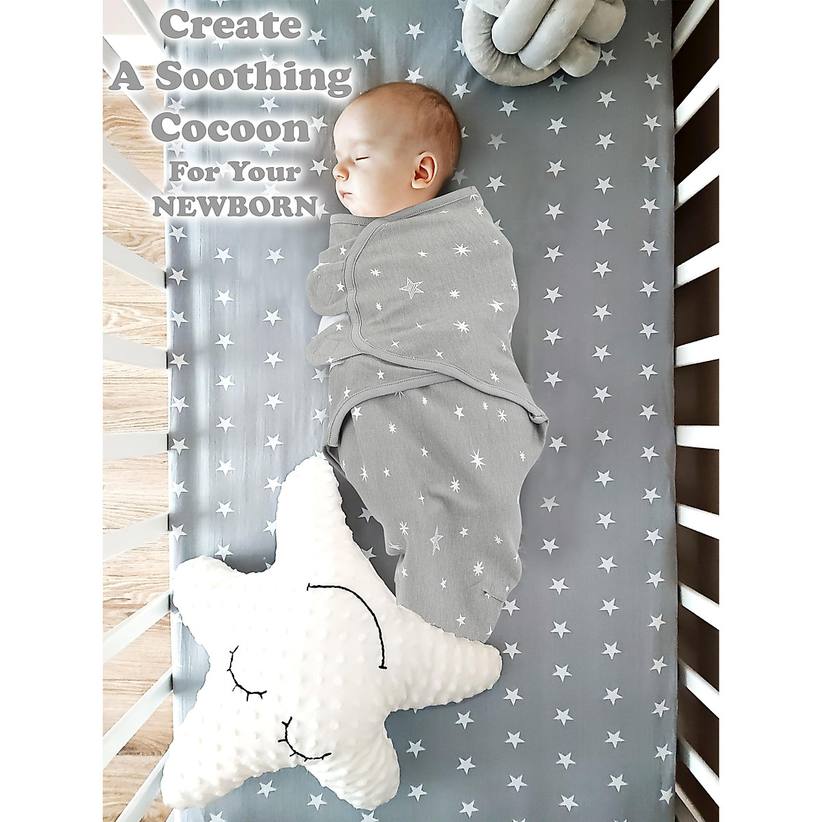 Baby Swaddle Blanket Wrap, Organic Cotton 3-Pack Preemie Swaddle, Baby Swaddles, Premature Size Swaddles Up to 7 Pounds, Grey