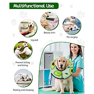 Dog Cone Collar for Small Medium Large Dogs for After Surgery, Pet Inflatable Neck Donut Collar Soft Protective Recovery Cone for Dogs and Cats - Alternative E Collar Does Not Block Vision - Green,L
