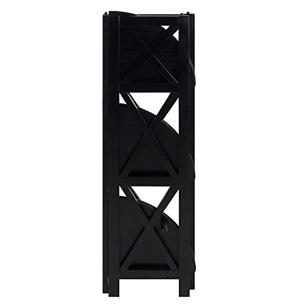 Casual Home Montego 3-Shelf Corner Folding Bookcase with Mantel Top, Black