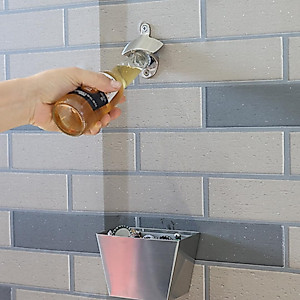 Luwanburg Wall-Mounted Bottle Opener 304 Stainless Bottle Cap Catcher with Hole, Outdoor Wall Mounted Bottle Opener used for Seashore/Boat