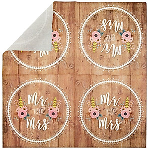BLUE PANDA 150-Pack Mr and Mrs Napkins, Disposable, Rustic-Style Wedding Napkins for Reception, Bridal Shower Decorations, Engagement Party Supplies (6.5x6.5 in) Bulk Pack