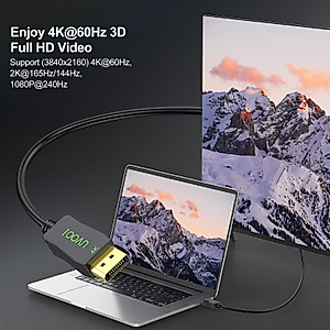 UVOOI DisplayPort to DisplayPort Cable 6FT 2-Pack, Display Port Cable 1440p@144Hz/165Hz, 4K@60Hz (Gold Plated DP to DP Cable) for Monitor, Computer, Laptop, PC, Graphics Card
