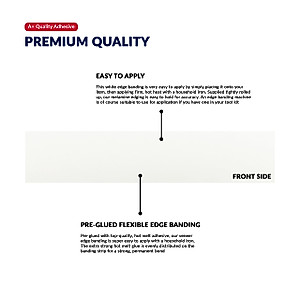 White Melamine Edge Banding 3/4 inch x 25 feet Iron On Adhesive Edging Cabinet Repair Laminate Shelf Table Plywood Mdf Board Formica Countertop Furniture Pre Glued Flexible Strip Wood Veneer Tape Trim