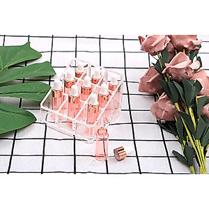 Furnido 35 Pack,1/6 oz(5ml) Pink Essential Oils Dropper Bottle,Empty Glass Sample Vials with Glass Tube,Rose-Golden Caps For Travel,Perfume Aromatherapy Liquid Container-Dropper&Funnel Included