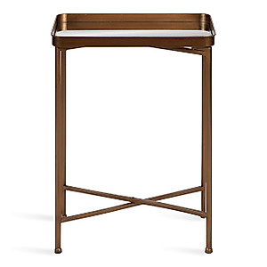 Kate and Laurel Celia Modern Mirrored Tray Side Table, 18 x 12 x 26, Dark Bronze, Foldable Rectangular End Table for Storage and Display