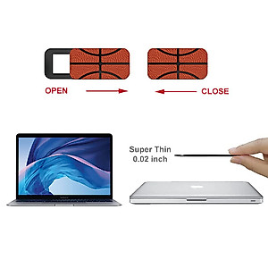 WIRESTER Set of 3 Camera Cover Slide, Plastic Webcam Privacy Cover for Laptop, MacBook, PC, Computer, Cell Phone and More Accessories - Baseball Pattern, Basketball Pattern, Football Pattern