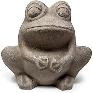 Elly Décor Frog Garden Statue Lawn décor, 9-inch Art Sculpture for Your Patio & Yard, Ceramic Animal figurin, Color Gray