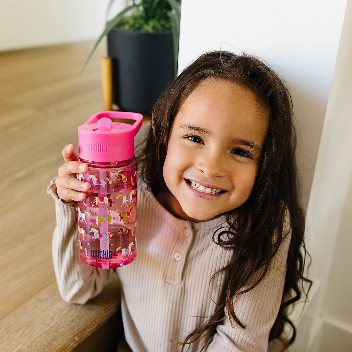 Wildkin Kids 16 Oz Water Bottle – BPA-Free Tritan, Leak-Proof Lid, Durable & Easy to Clean - Horses