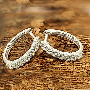 Shineadime 2.5MM Round Shape Simulated White Cubic Zirconia Huggie Hoop Earrings In 14k White Gold Plated Jewelry For Women