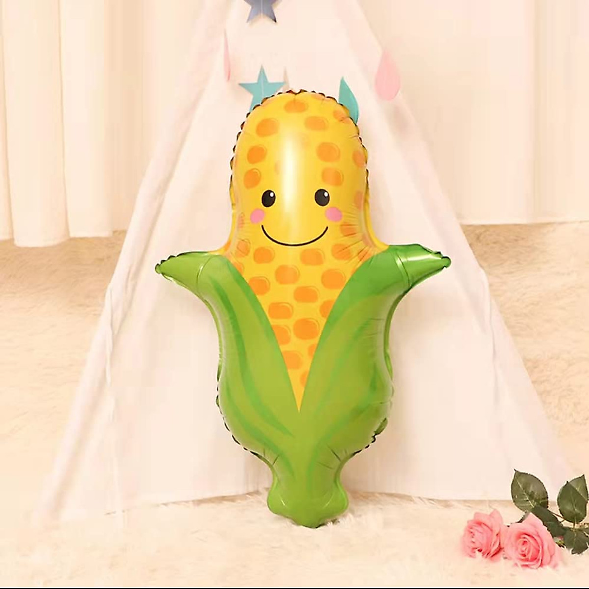HORUIUS Corn Balloons Vegetables Corn Foil Mylar Balloons for Baby Shower Corn Themed Party Birthday Decoration Supplies 28 inch 5PCS