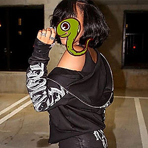 YEOU Women Rhinestone Y2K Spider Skeleton Hoodies Punk Jackets Streetwear Goth Harajuku Oversized Zip Up Hoodie