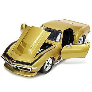 Jada Toys Big Time Muscle 1:24 1969 Chevy Corvette Stingray ZL-1 Die-cast Car Gold, Toys for Kids and Adults