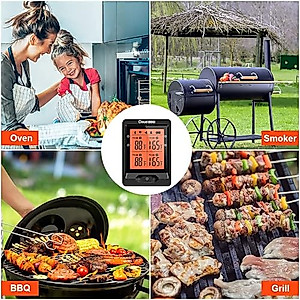 Cloud BBQ 500FT Wireless Meat Thermometer, Smart Rechargeable BBQ Thermometer with Four Probes, Bluetooth Meat Thermometer for Somker, Oven,Grilling, Cooking Turkey Fish Beef (FS-66)