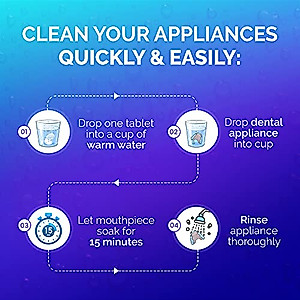 Retainer Cleaner & Denture Cleanser - 30 Effervescent Tablets - 1 Month Supply - Removes Stains, Discoloration, Odors, & Plaque - Clear Aligners, Mouth & Night Guard, All Dental/Oral Appliances