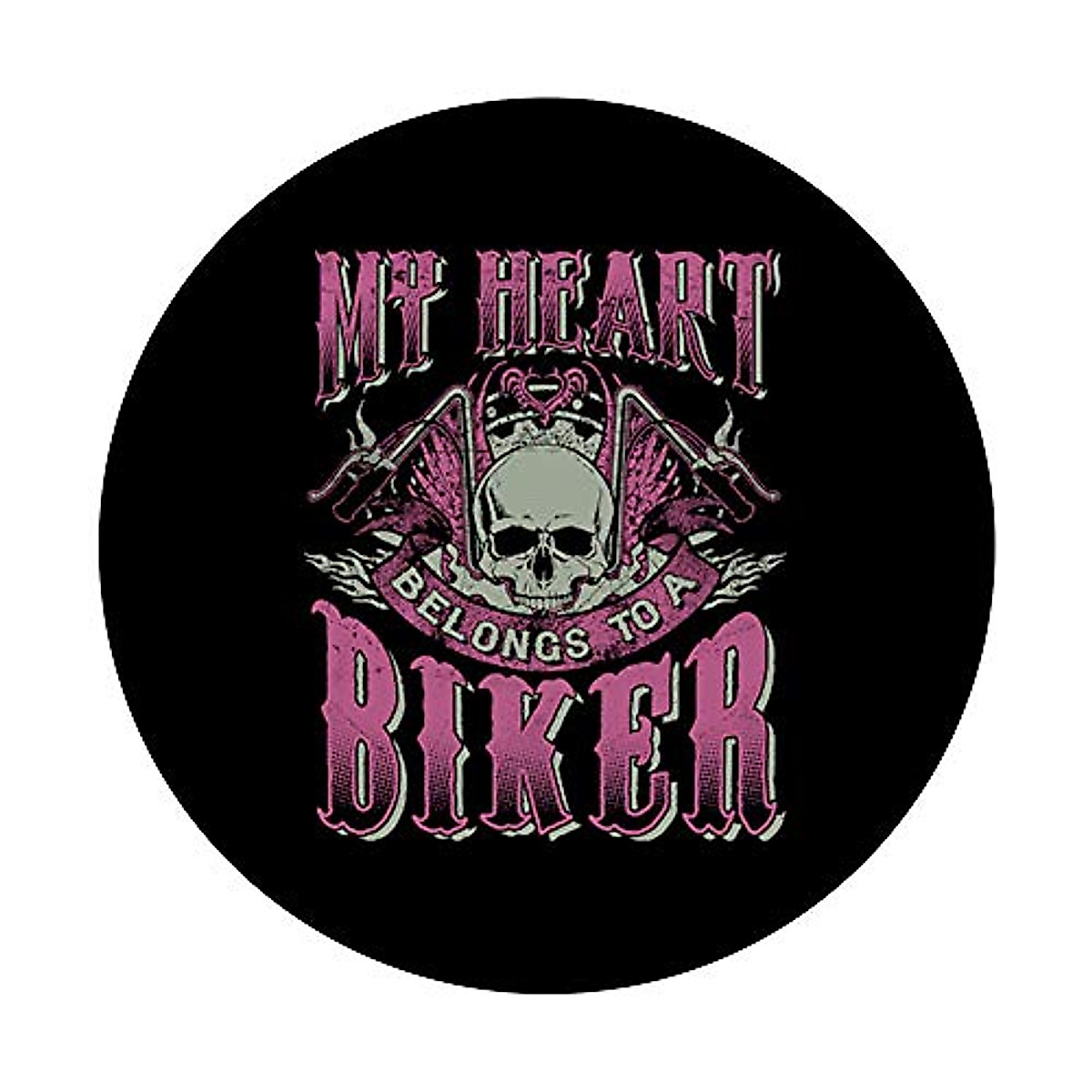 Motorcycle Babe Gift Wife Mom My Heart Belongs To A Biker PopSockets PopGrip: Swappable Grip for Phones & Tablets