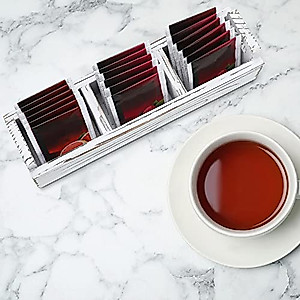 Wooden Tea Bag Box Whitewashed Tea Bag Chest with Handle 3 Compartments Tea Bag Organizer Small Wood Tea Bag Holder Divided Coffee Condiment Organizer Tea Storage Chests for Beverage Kitchen Supplies