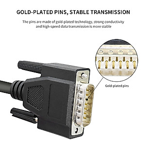 RIIEYOCA DB15 Male to Female Serial Cable, Male to Female 15 Pin Gold Plated Connecter Straight Through Cord, for Data Communication 1M（Black）