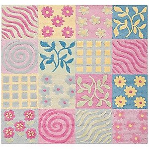 SAFAVIEH Kids Collection 3' x 5' Pink/Multi SFK356A Handmade Floral Wool Area Rug