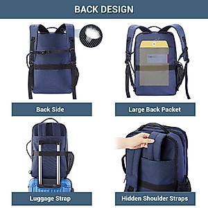 VPBAGE 40L Travel Luggage Backpack with Laptop Compartment, Personal Item Bag for Men, Carry on Luggage Daypack with USB Charging Port, Alternative to Suitcase