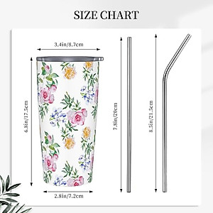 Yaxongx 20oz Tumbler Radiant Flower Double Wall Vacuum Insulated Coffee Mug with Lid and Metal Straw Brush Reusable Stainless Steel Water Bottle Travel Cup Gifts for Car Ice Drinks Hot Beverage