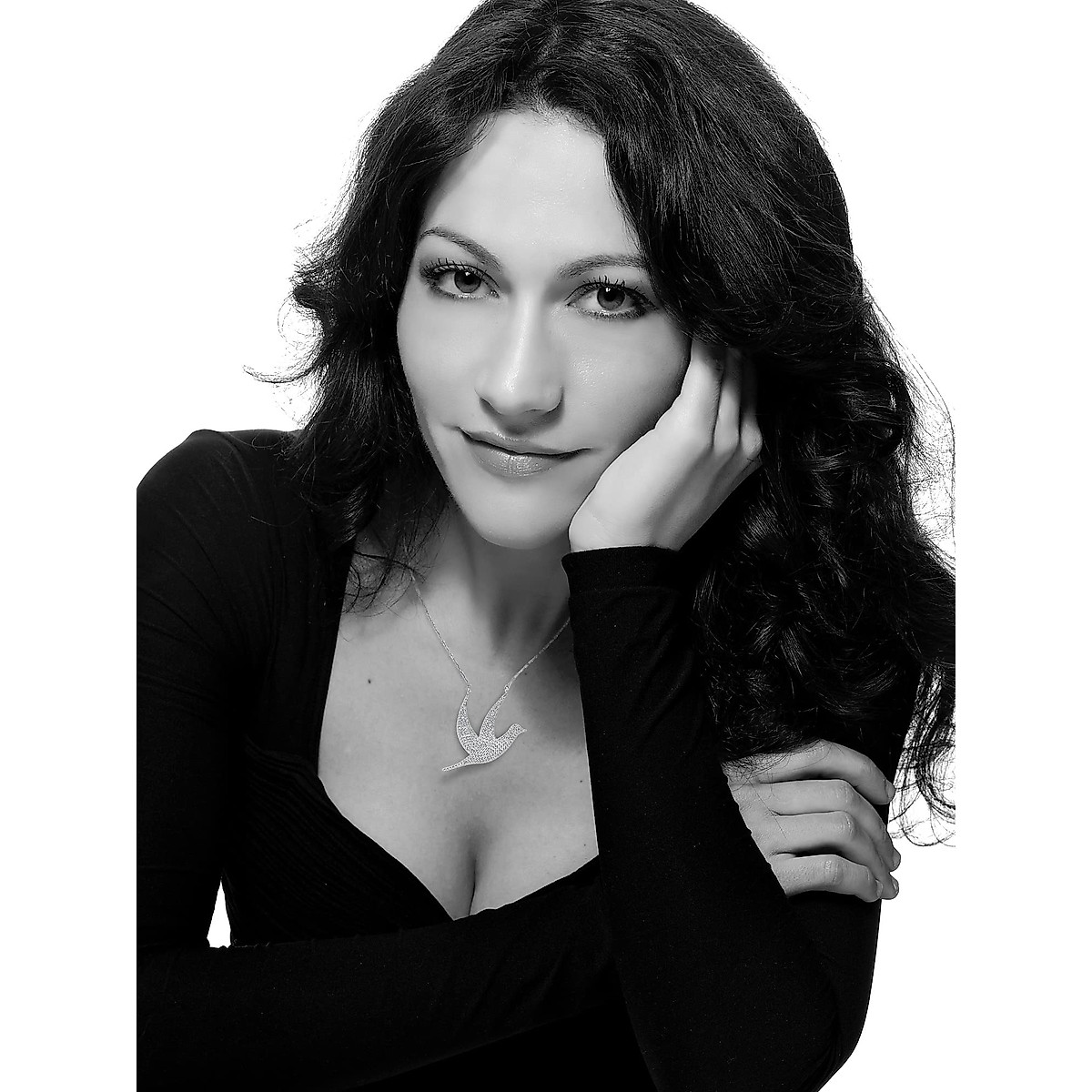 Gem Stone King Keren Hanan Art 925 Sterling Silver Hope Dove Pendant Necklace for Women Pave Setting Limited Edition (1.75 Inch with 18 Inch Chain)